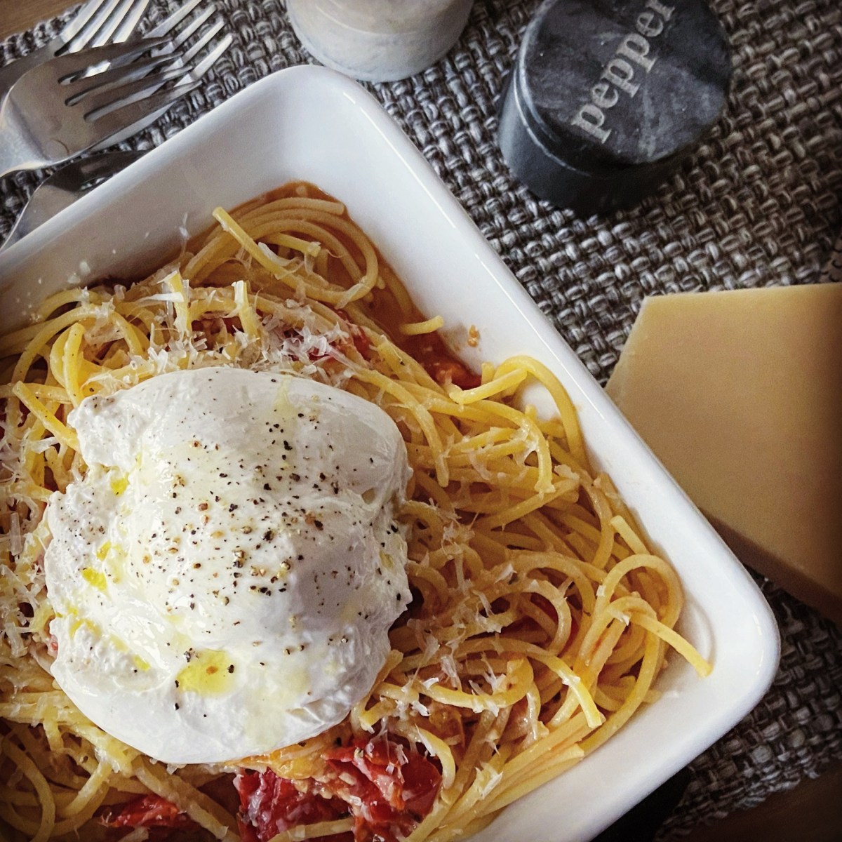 Burst Tomato + Burrata Cheese Pasta {GF} – Food Snob